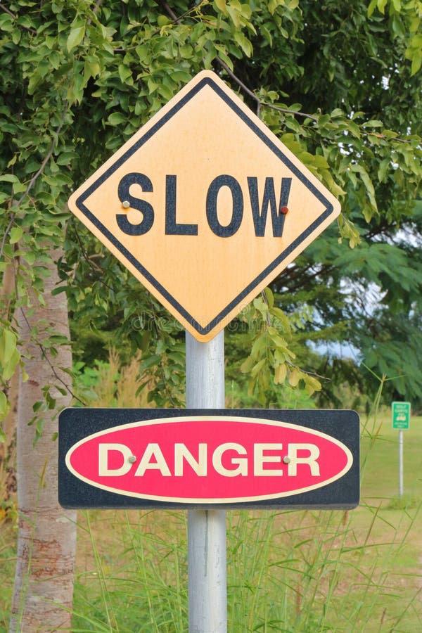 Danger slow down ramp sign stock photo. Image of road - 58898612