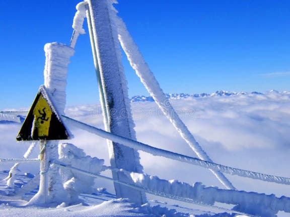 Warning sign in snow stock photo. Image of danger, snowy - 622788