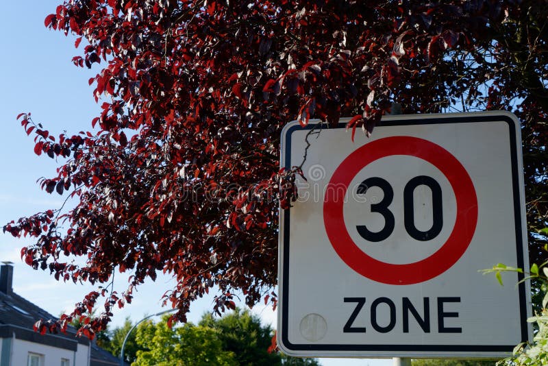 Warning Sign 30 Speed Limit Zone Editorial Stock Image - Image of zone ...