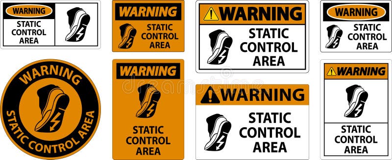 Warning Sign Static Control Area Stock Vector - Illustration of control ...