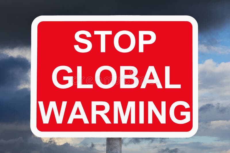 Stop Global Warming Sign Isolated On Black Stock Photo - Image of ...