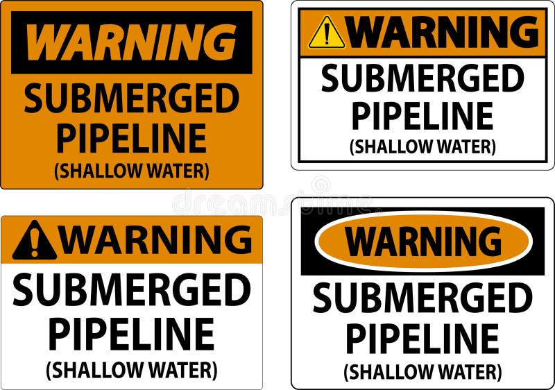 Warning Sign Submerged Pipeline (Shallow Water Stock Vector ...