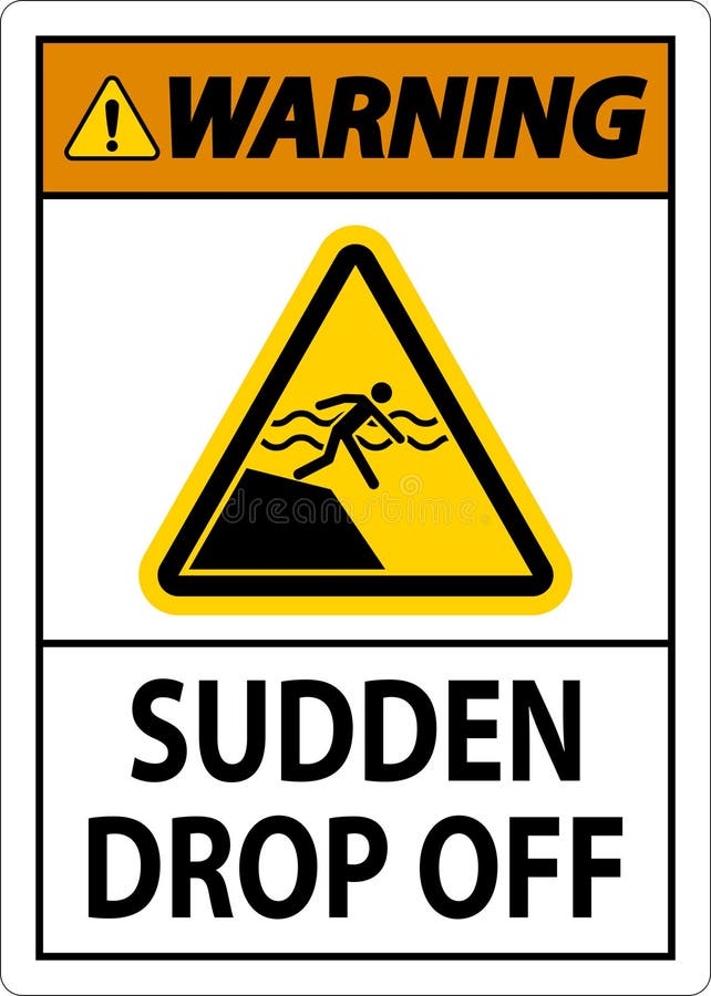 Warning Sign Sudden Drop Off Stock Vector - Illustration of rocks ...