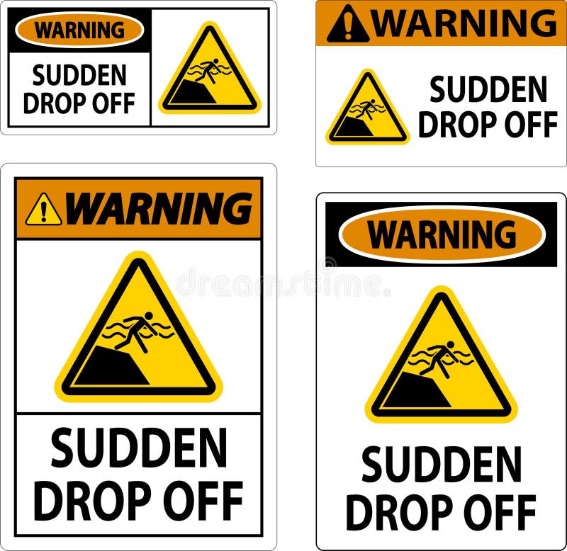 Warning Sign Sudden Drop Off Stock Vector - Illustration of hazard ...