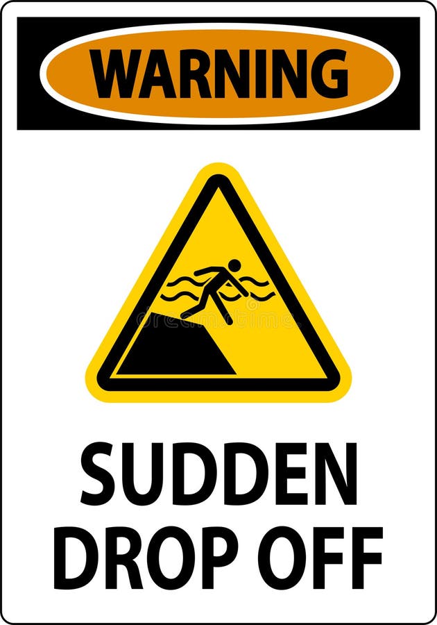 Warning Sign Sudden Drop Off Stock Vector - Illustration of slide ...