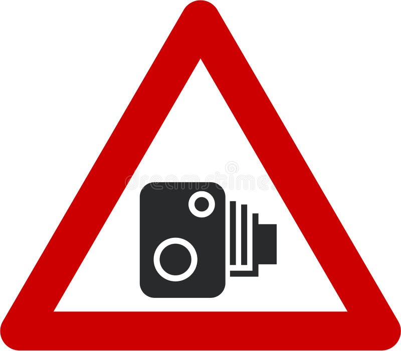 Warning Sign with Surveillance Camera Stock Illustration - Illustration ...