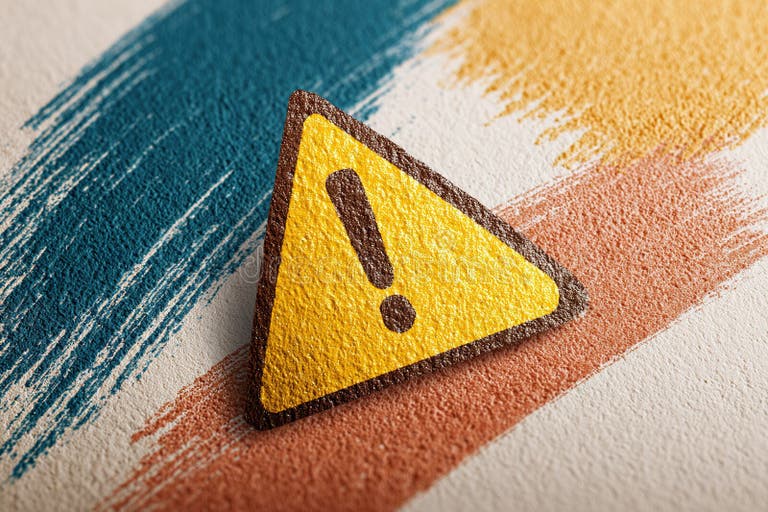 Warning Sign on Textured Surface with Colorful Brush Strokes in ...