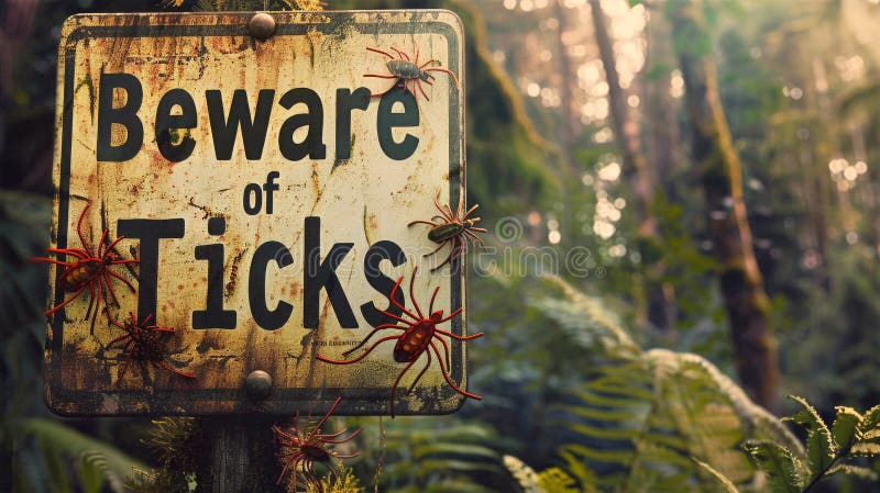 Warning Sign about Ticks in a Forested Area Stock Image - Image of ...