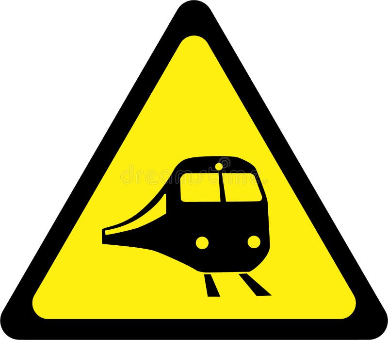 Warning sign with train stock illustration. Illustration of yellow ...