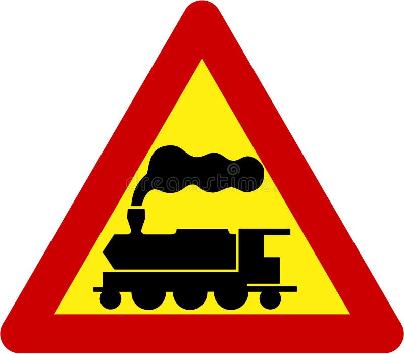 Warning sign with train stock illustration. Illustration of warning ...