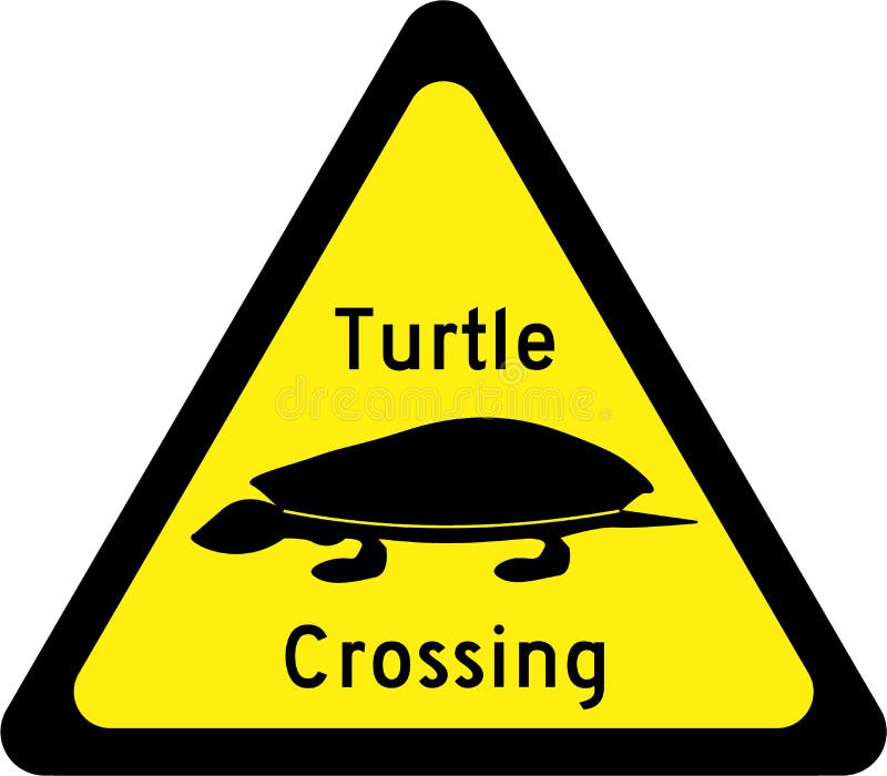 Warning Sign with Turtles on Road Stock Illustration - Illustration of ...