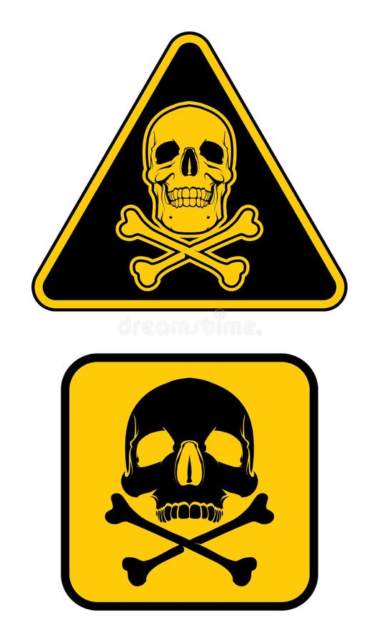 Warning Sign with Skull in Two Frames Stock Vector - Illustration of ...
