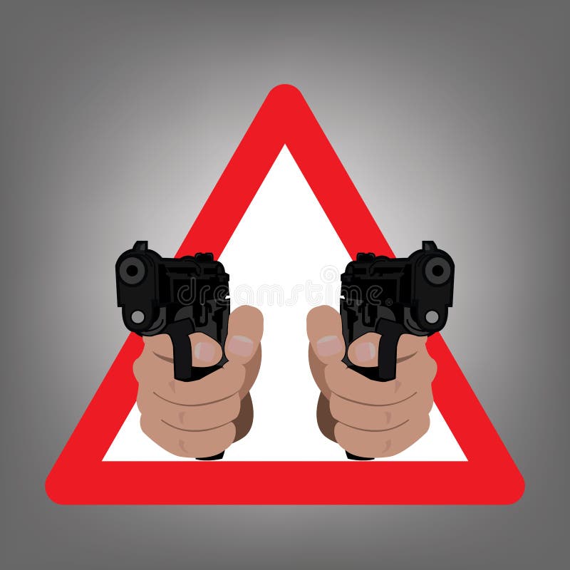 Warning Sign with Two Pistols Stock Vector - Illustration of protection ...