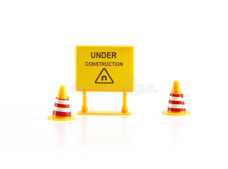 Warning Sign Under Construction Stock Image - Image of yellow, warning ...