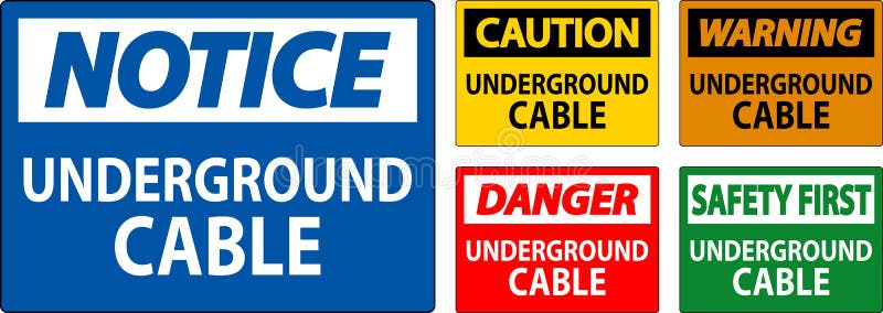 Warning Sign, Underground Cable Stock Vector - Illustration of alert ...