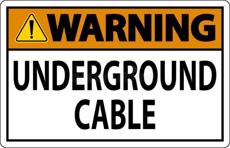 Warning Sign Underground Cable on White Bacground Stock Vector ...