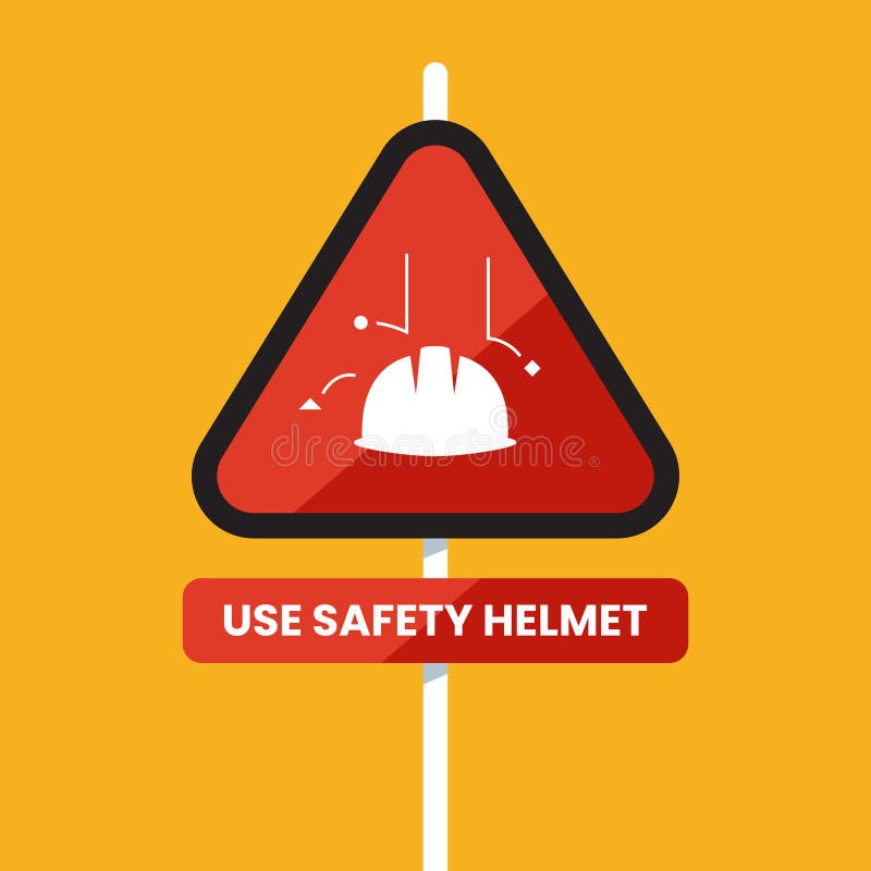A Warning Sign for Using Safety Helmet. Isolated Vector Illustration ...