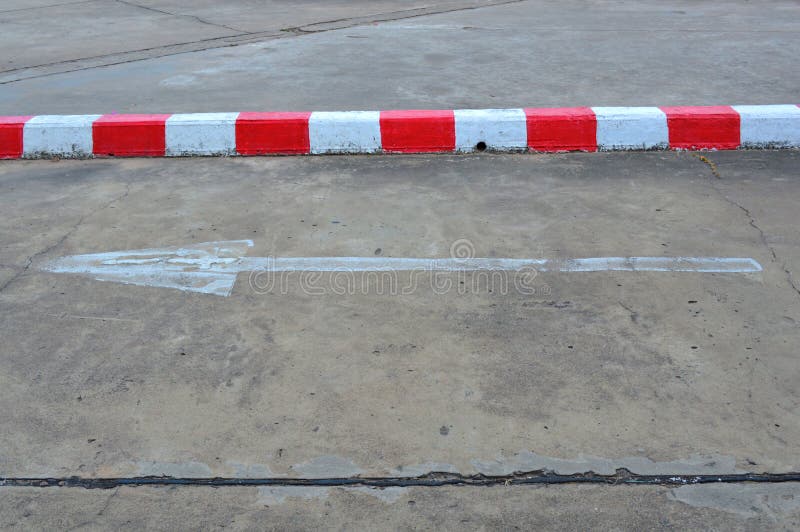 Warning Sign of White and Red Color on Road Stock Image - Image of ...