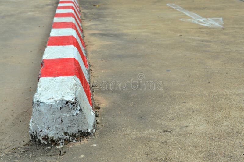 Warning Sign of White and Red Color on Road Stock Image - Image of ...