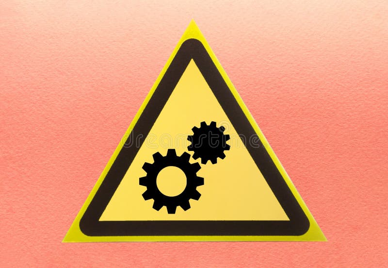 Warning Sign "working Machines" in the Form of a Yellow Triangle on a ...
