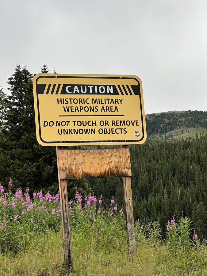 Warning Signpost on a Mountain in Colorado Stock Image - Image of area ...