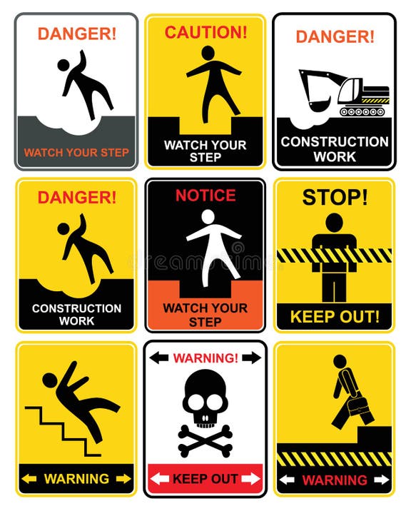 Warning signs stock vector. Illustration of stumble, sign - 19118641