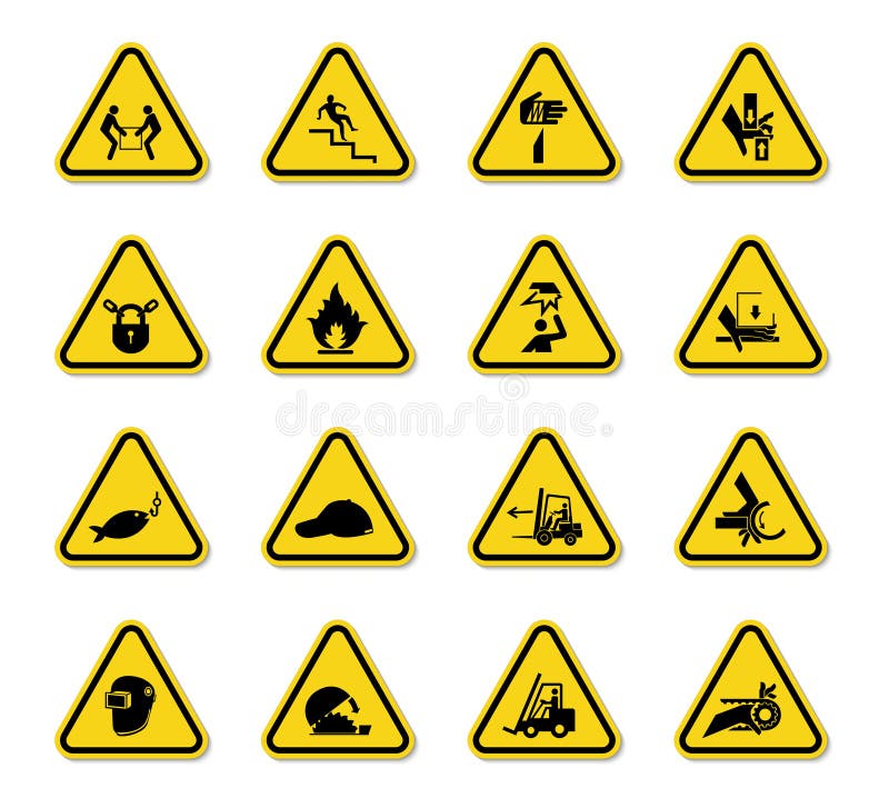 Warning Signs Collection for Safety Precautions Stock Vector ...