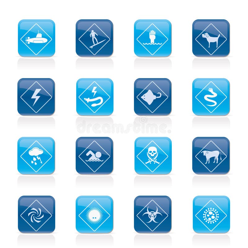 Warning Signs for Dangers in Sea, Ocean, Beach and Stock Vector ...
