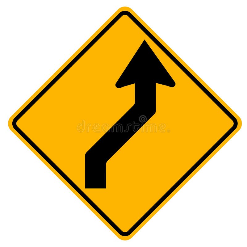 Warning Signs Skewed Side Road Junction on Left on White Background ...