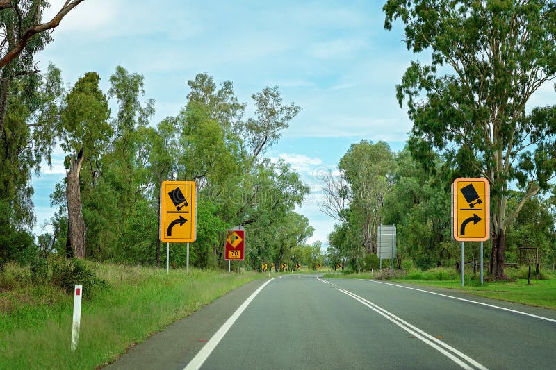 Warning Signs of Highway Crash Zone Stock Photo - Image of freedom ...