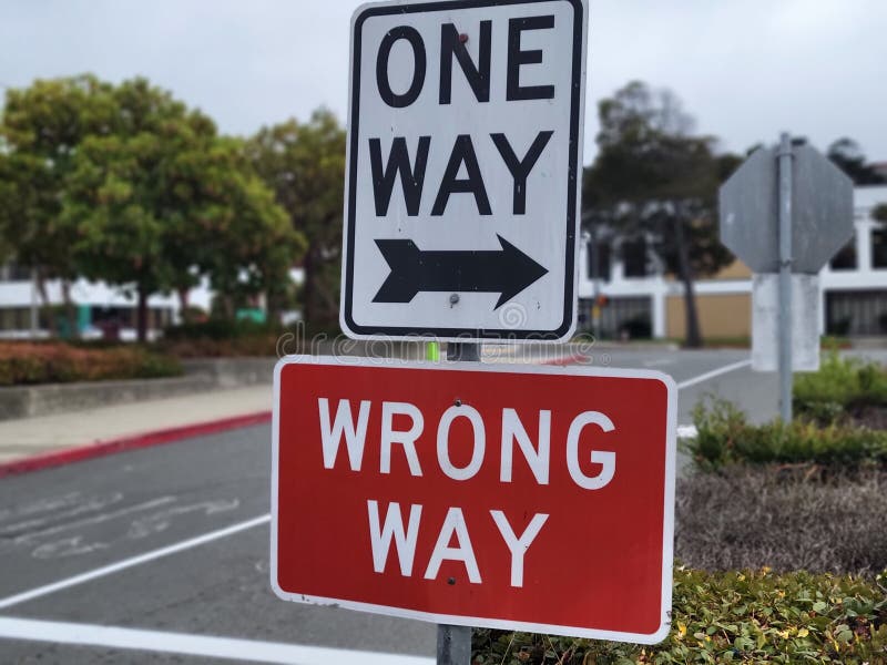 Warning, Signs. One-way Wrong Way Stock Photo - Image of warning, signs ...