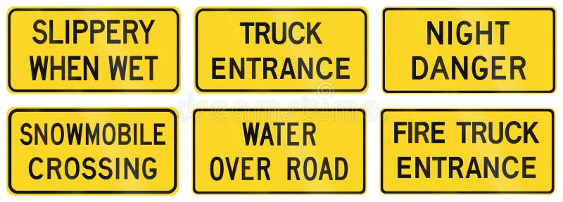 Warning Signs in Ontario - Canada Stock Illustration - Illustration of ...