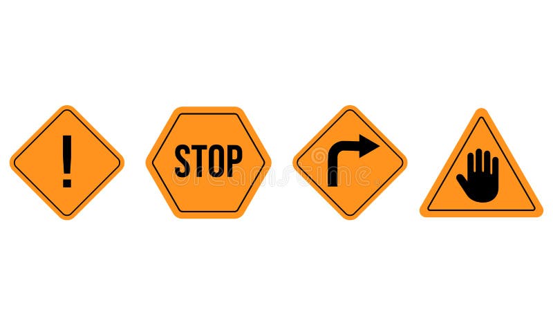 Warning Signs in Orange. Stop. Vector Illustration Stock Vector ...