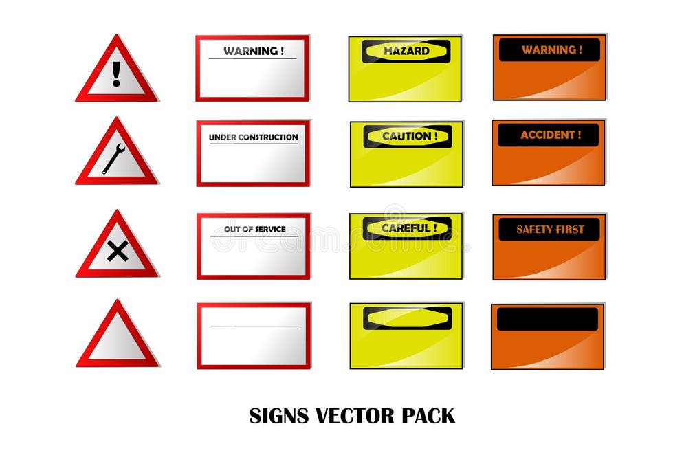 Warning Signs pack stock illustration. Illustration of danger - 28008826