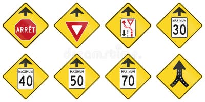 Warning Signs in Quebec - Canada Stock Illustration - Illustration of ...