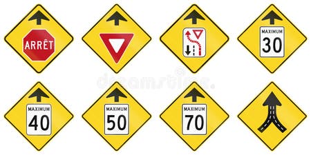 Warning Signs in Quebec - Canada Stock Illustration - Illustration of ...