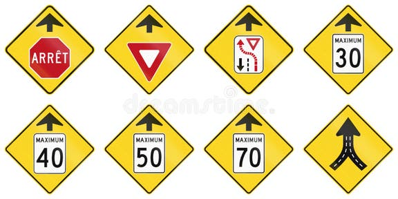 Warning Signs in Quebec - Canada Stock Illustration - Illustration of ...