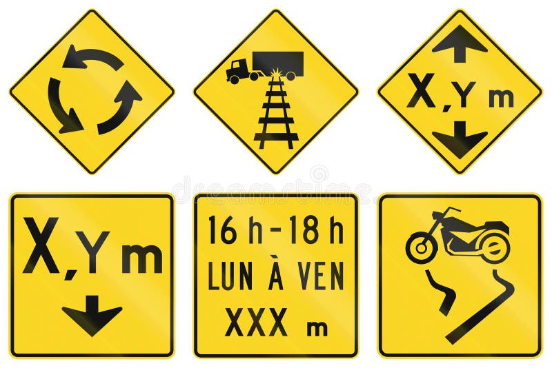 Warning Signs in Quebec - Canada Stock Illustration - Illustration of ...