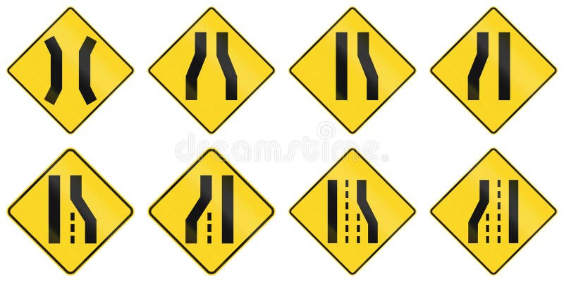 Reduction In Lanes Sign