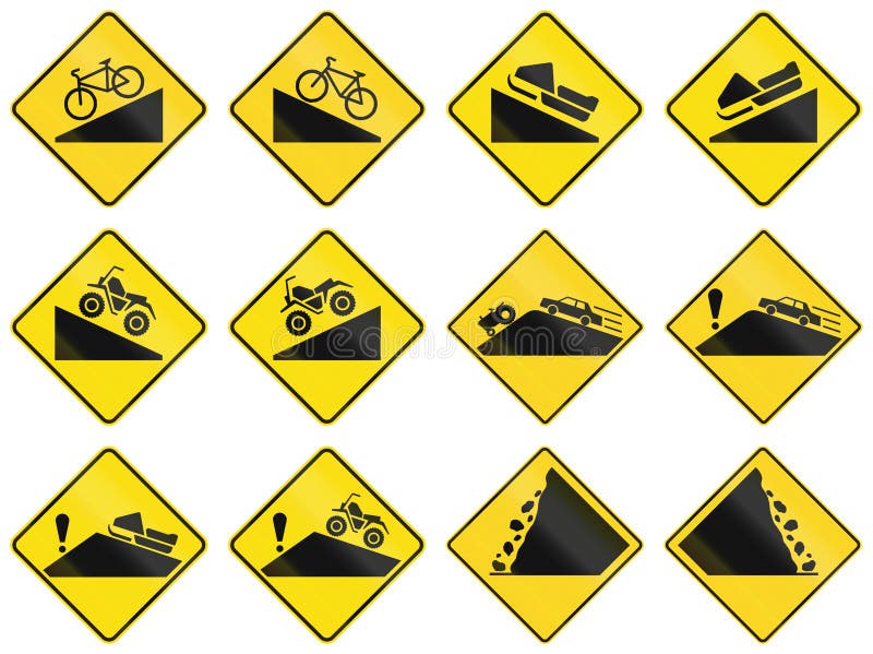 Warning Signs in Quebec - Canada Stock Illustration - Illustration of ...