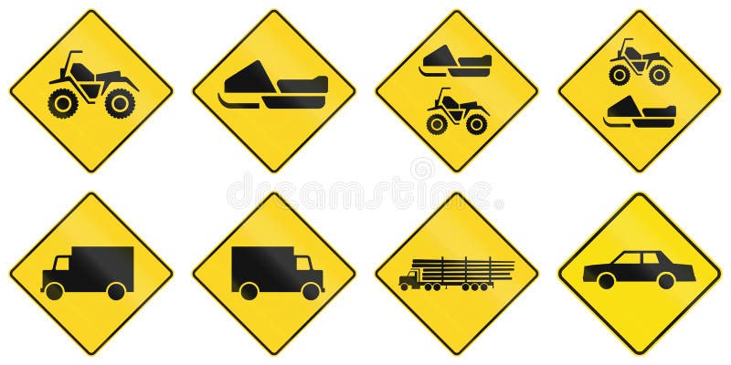 Warning Signs in Quebec - Canada Stock Illustration - Illustration of ...