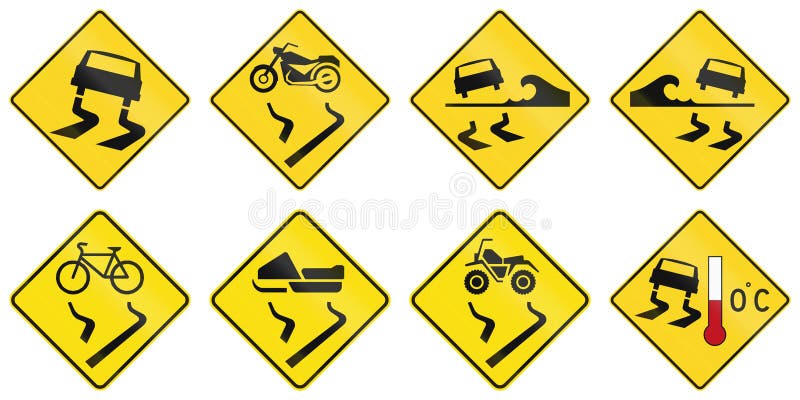 Warning Signs in Quebec - Canada Stock Illustration - Illustration of ...