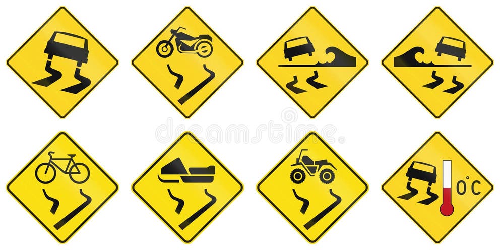 Warning Signs in Quebec - Canada Stock Illustration - Illustration of ...