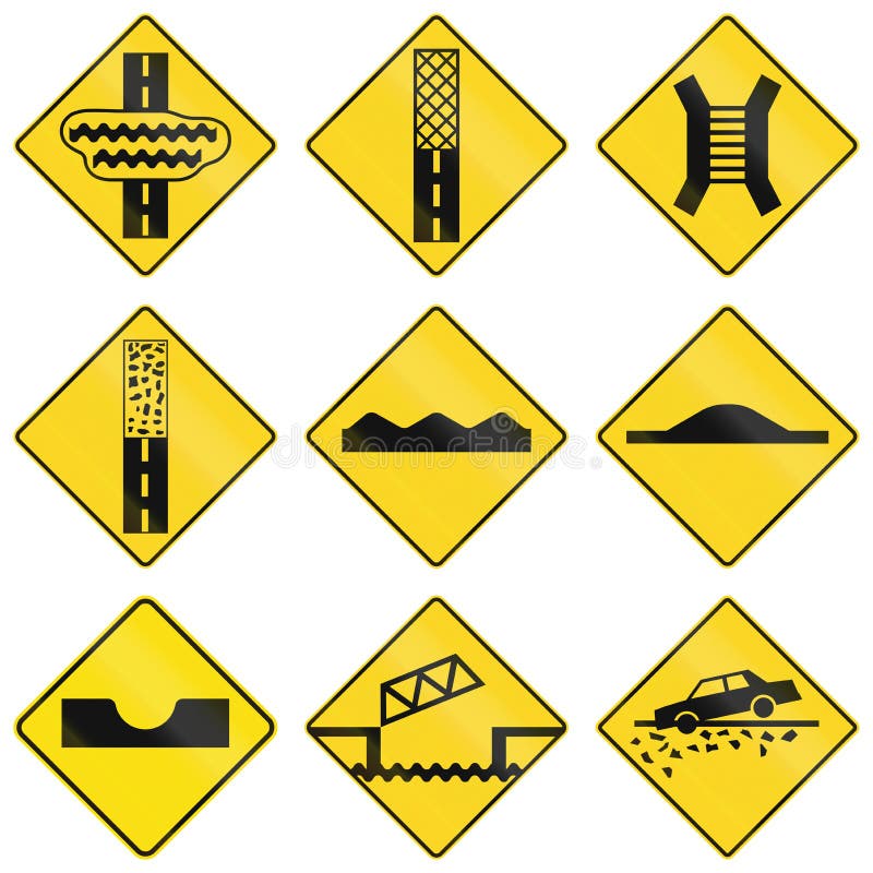 Warning Signs in Quebec - Canada Stock Illustration - Illustration of ...