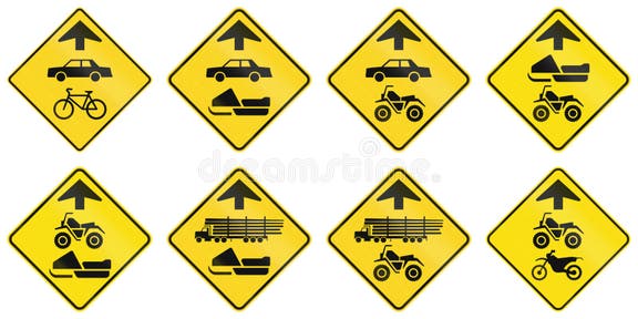Warning Signs in Quebec - Canada Stock Illustration - Illustration of ...