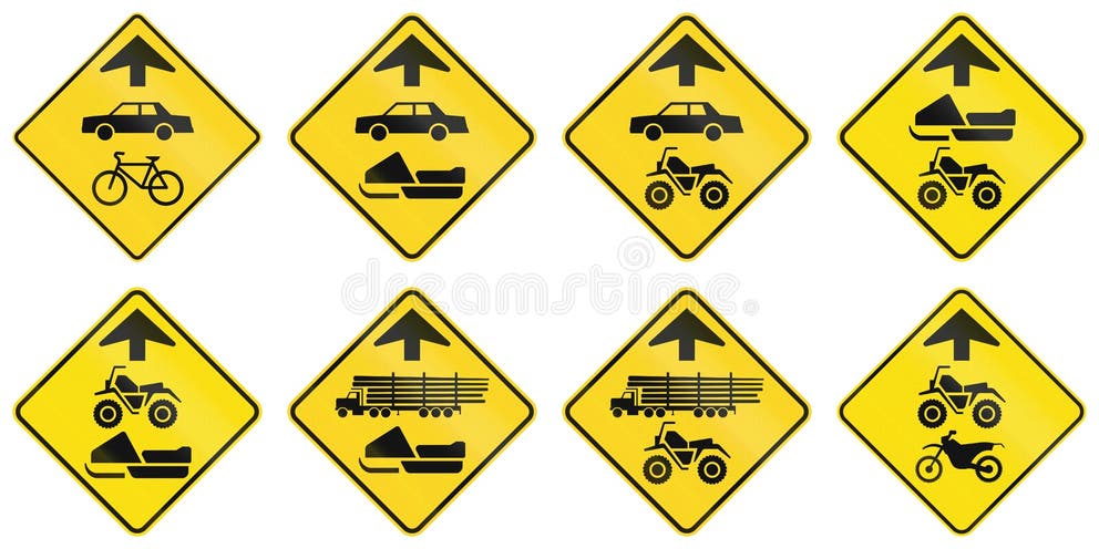 Warning Signs in Quebec - Canada Stock Illustration - Illustration of ...