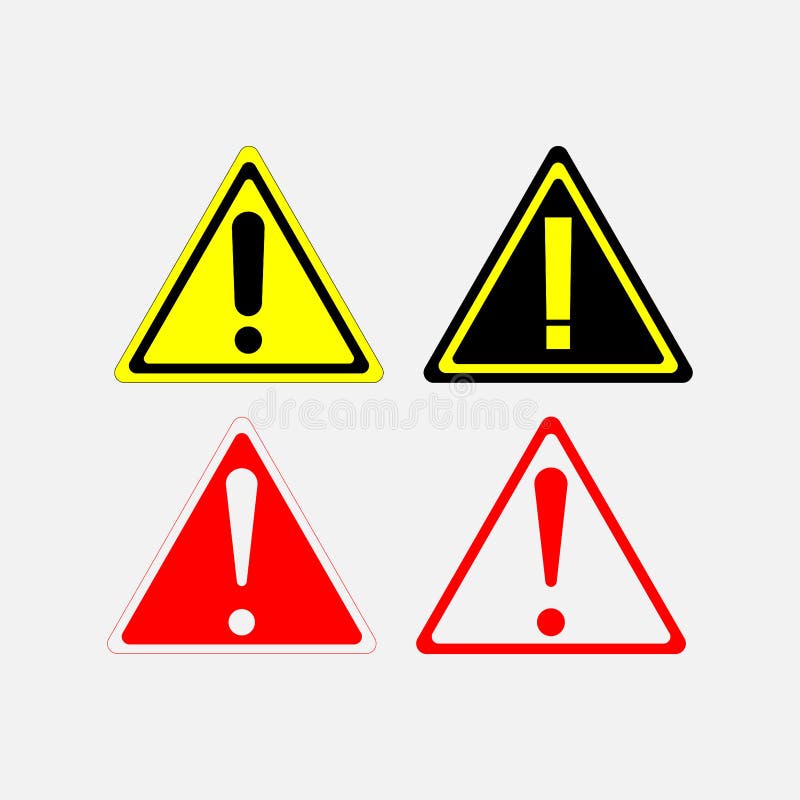 Set Of Hazard Warning Signs. Black Yellow Triangle Warning Safety And ... Set Of Hazard Warning Signs. Black Yellow Triangle Warning Safety And ...