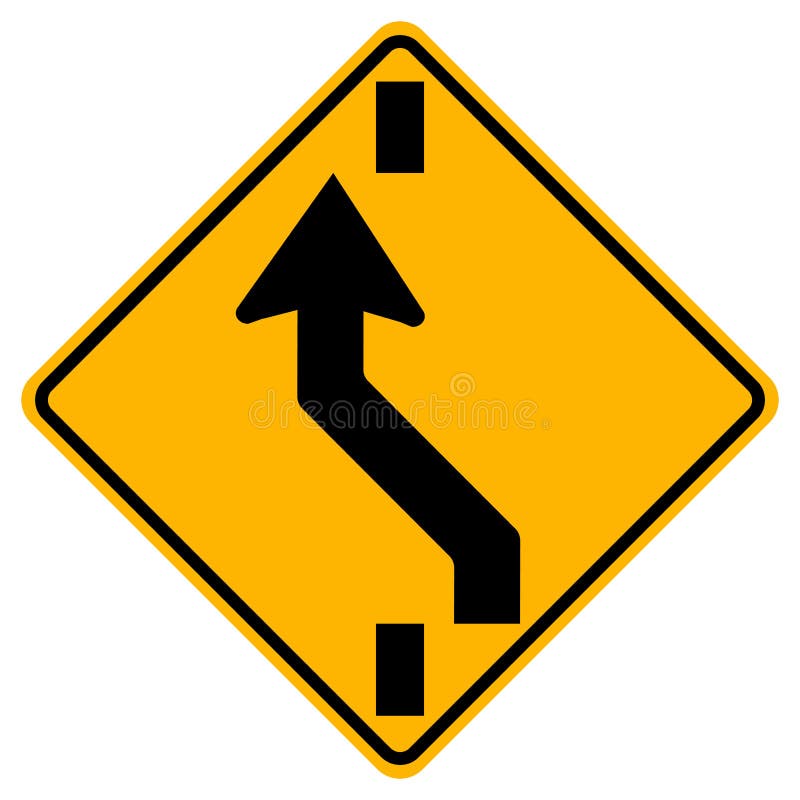 Warning Signs Skewed Side Road Junction on Left on White Background ...