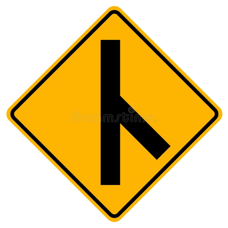 Warning Signs Skewed Side Road Junction On Right On White Background ...
