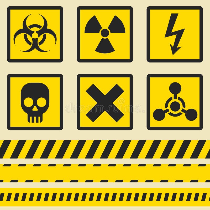 Warning Signs, Symbols. Seamless Tape. Stock Vector - Illustration of ...
